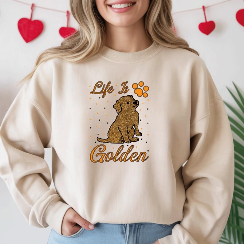 Life is Golden DTF Transfer, Golden Retriever Design Ready to Press ...