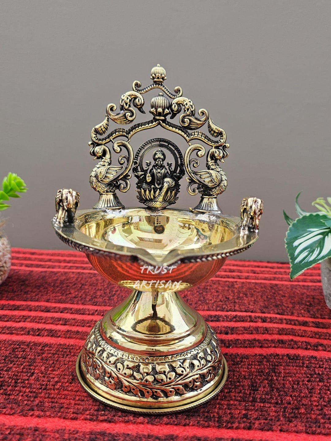 Superfine Brass Diyas Set 19 Cm Divine Lakshmi, Royal Peacock Lakshmi ...