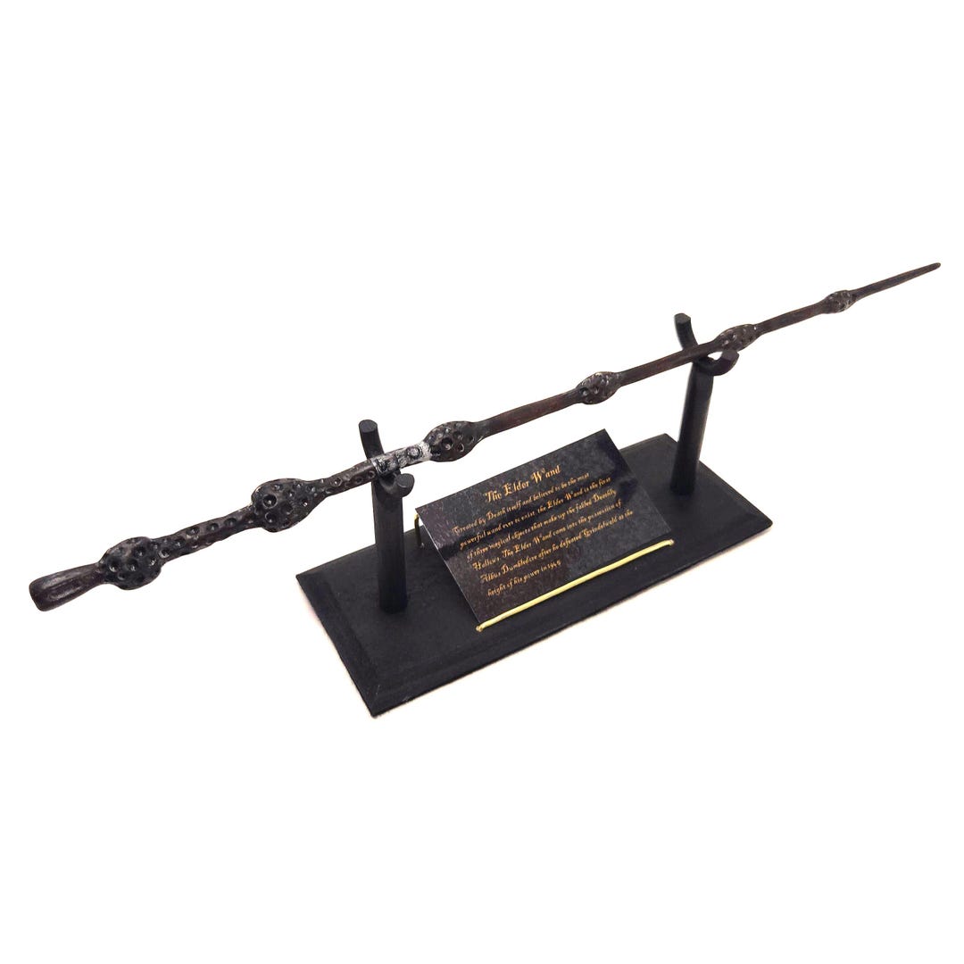 Hand-carved Wizard Elder Wand Replica, 36.5cm, Display Stand - Etsy