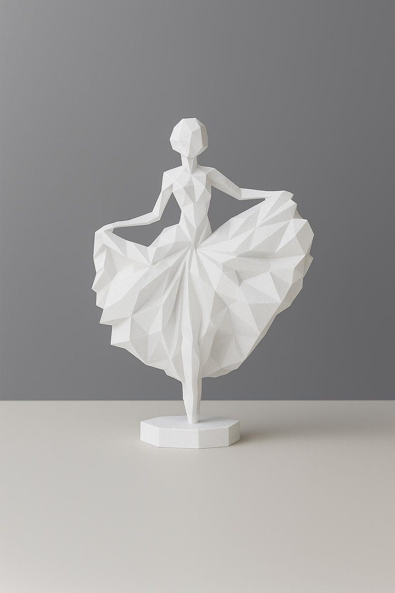 Geometric Dancer Statue – Modern Black Ballet Sculpture - 3D Printed - Etsy