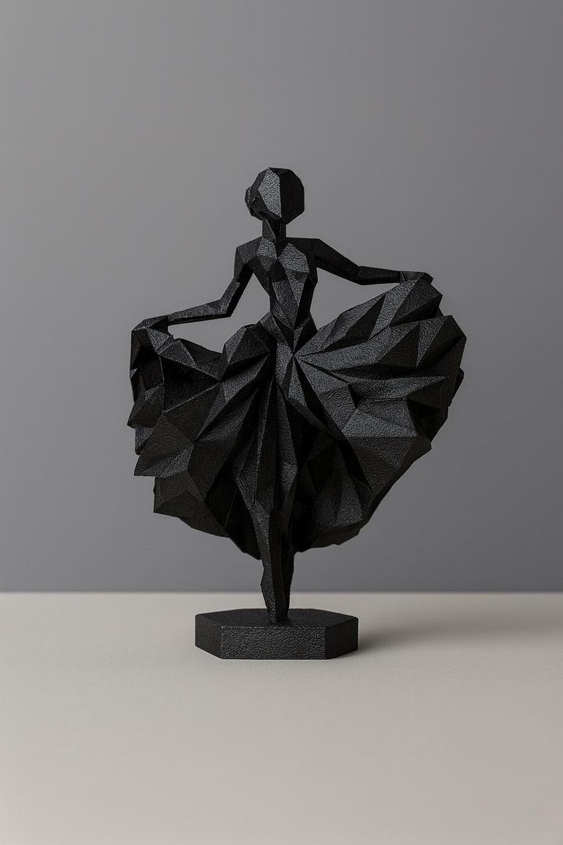 Geometric Dancer Statue – Modern Black Ballet Sculpture - 3D Printed - Etsy