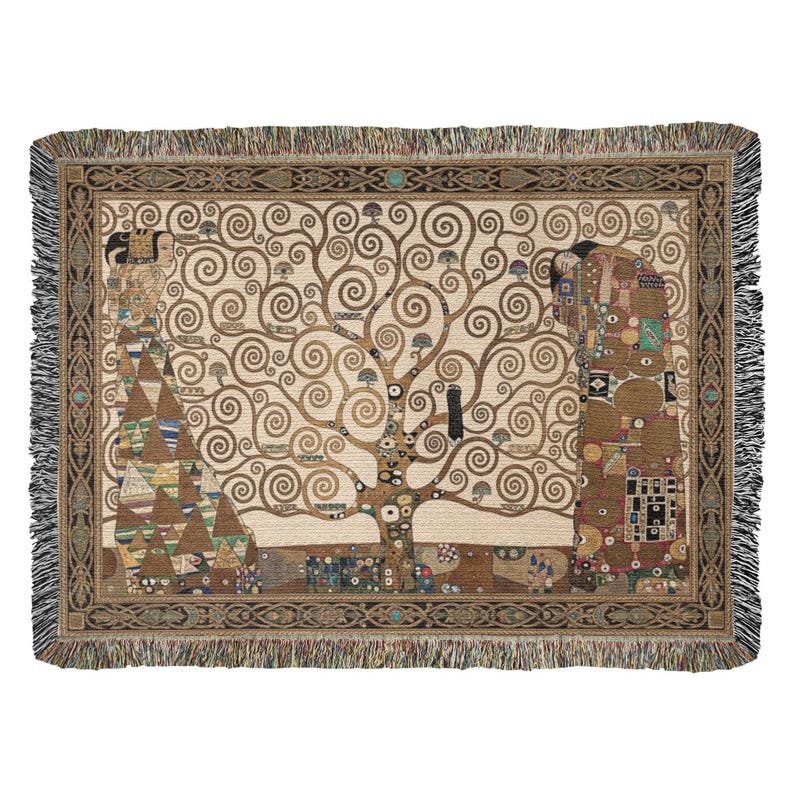 Gustav Klimt Tree of Life Blanket | Art Nouveau Tapestry Throw | 100% ...