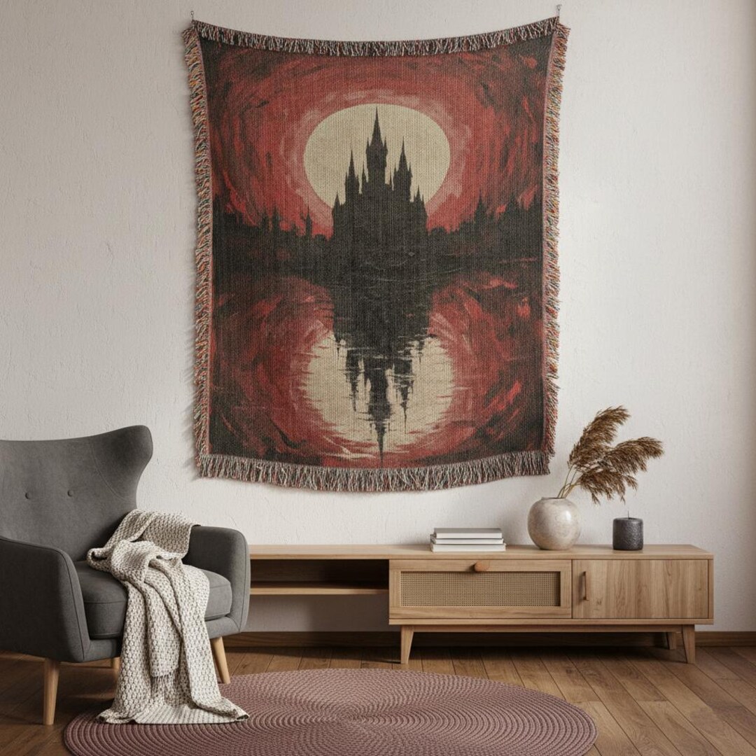 Dracula's Castle Woven Blanket - Gothic Vampire Throw - Dark Academia ...