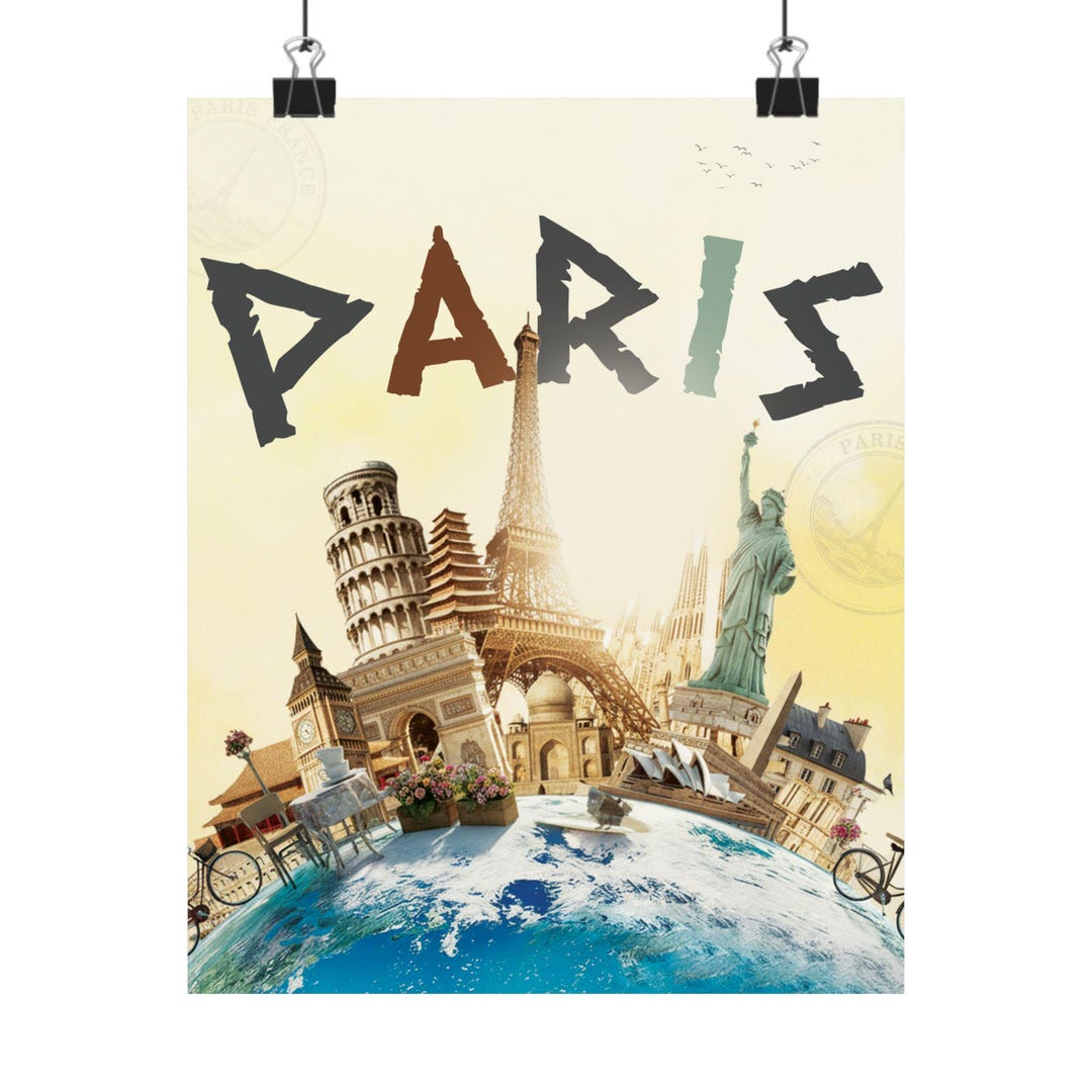 Paris Skyline Poster | Travel Wall Art Matte Vertical Poster - Etsy