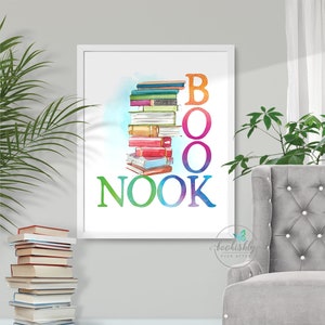 Book Nook Sign Printable, Reading Nook Art Print, Library Reading ...