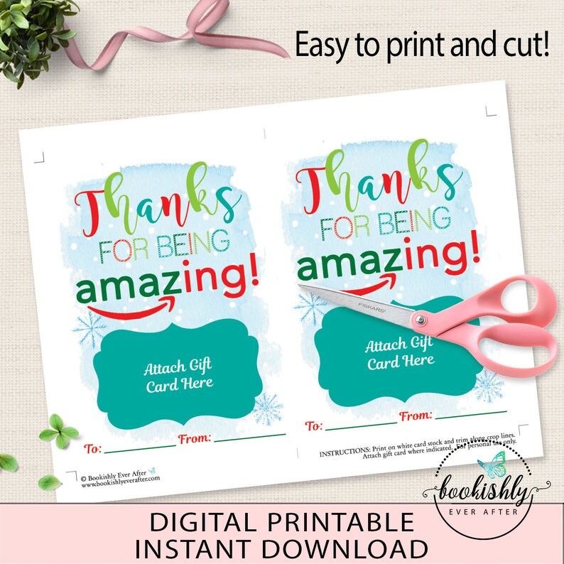 Amazon Christmas Gift Card Holder PRINTABLE Thanks for Being | Etsy