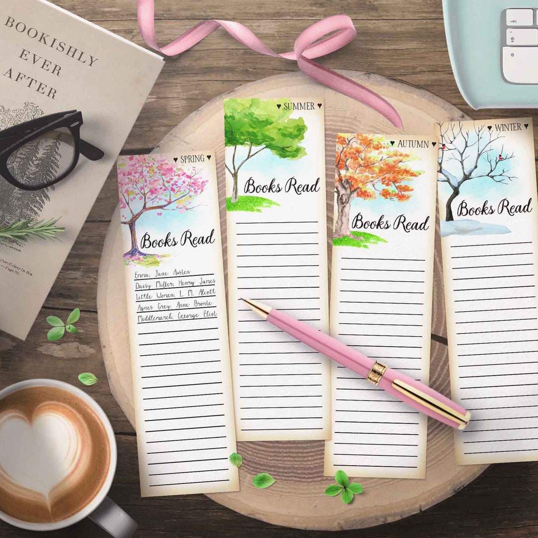 Book Tracker Printable Bookmarks, Four Seasons Reading Tracker ...