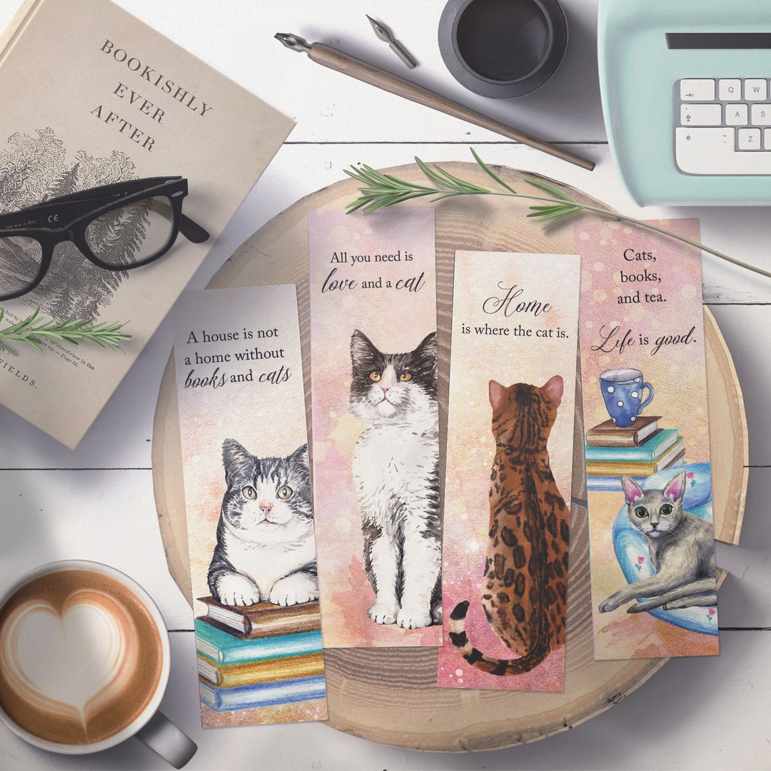 Printable Bookmarks, Cat Lover Bookmarks, Cat Quotes, Cat Lady Gift ...