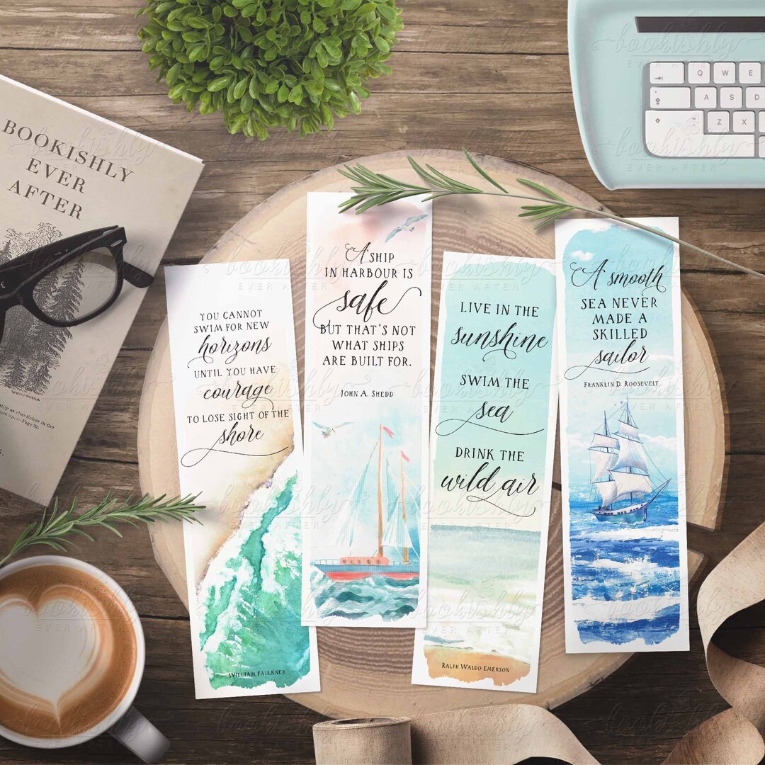 Printable Bookmarks, Nautical Bookmarks, Watercolour Ocean Bookmarks ...