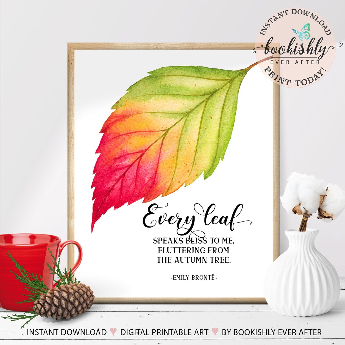 Emily Bronte Autumn Poem Quote Printable Every Leaf Speaks - Etsy