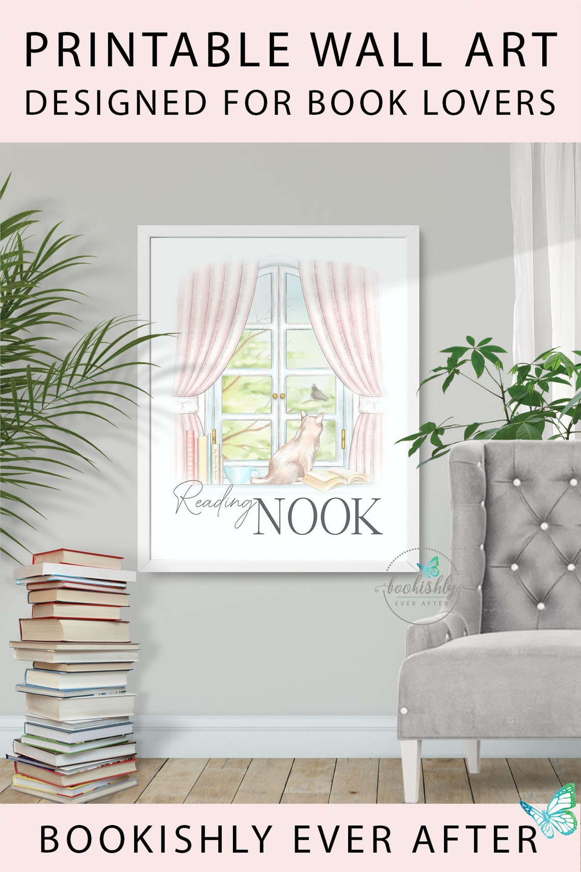 Reading Nook Sign Printable Book Nook Art Print Library - Etsy