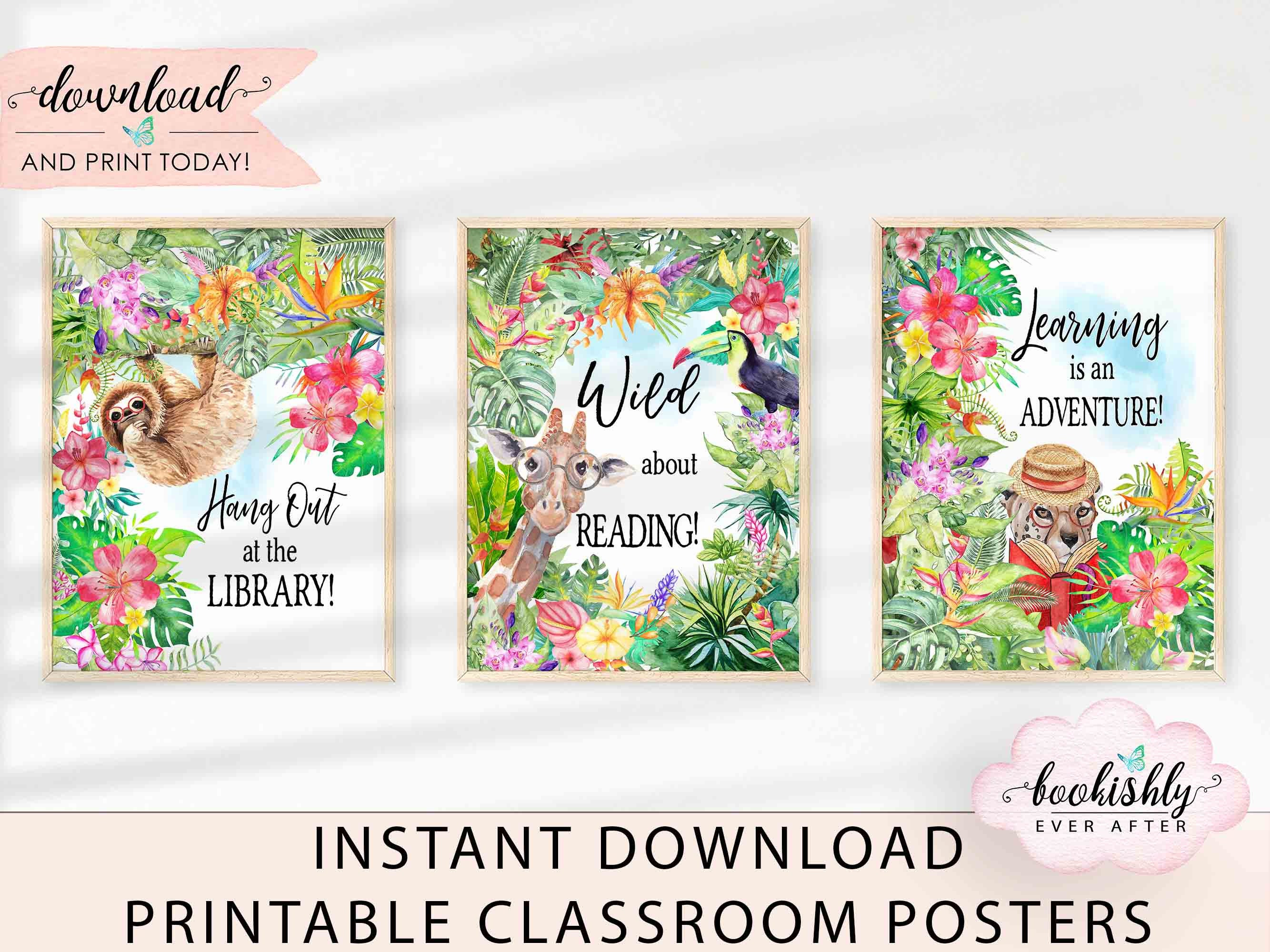 Printable Set of 3 Classroom Jungle Posters Safari Theme - Etsy