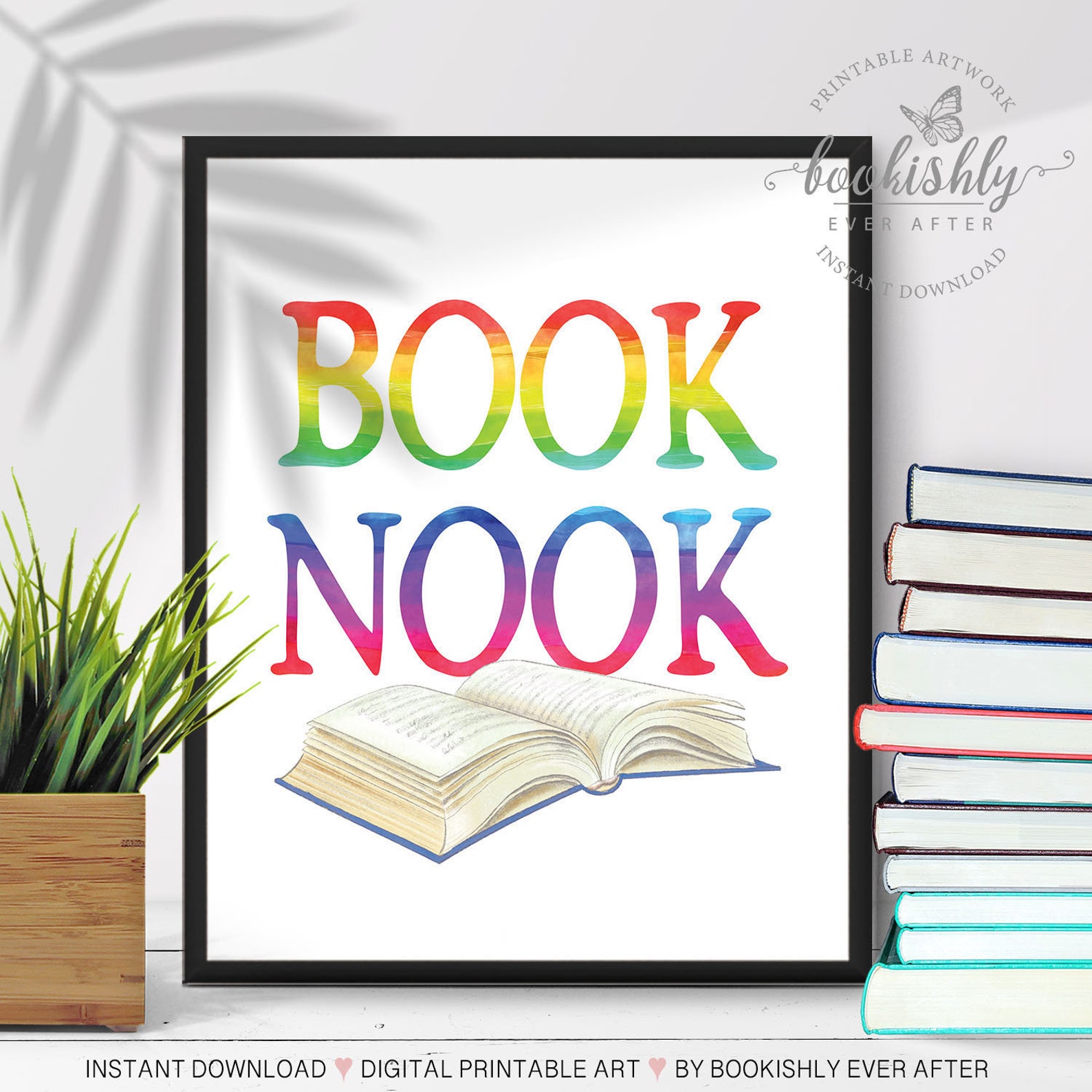 Book Nook Sign Printable Reading Nook Art Print Librarian | Etsy