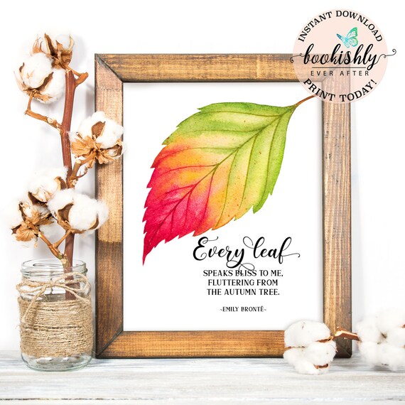 Emily Bronte Autumn Poem Quote Printable Every Leaf Speaks - Etsy