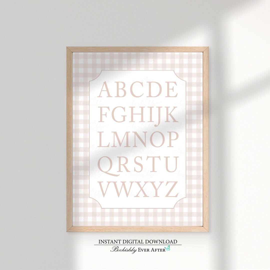 Vintage Alphabet Poster Print, Blush Pink ABC Chart, Educational ...