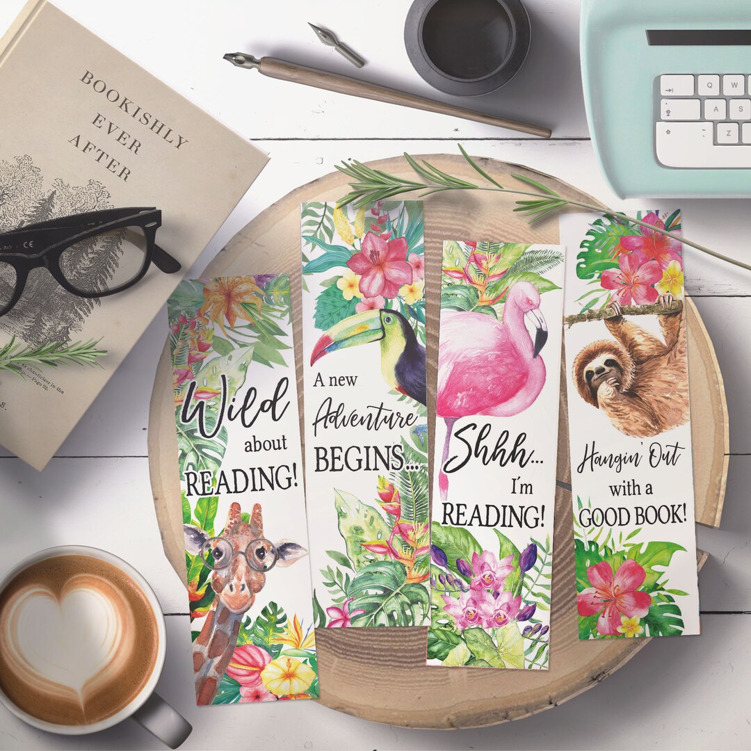 Jungle Animals Printable Bookmarks Set of 4, Wild About Reading, Safari ...