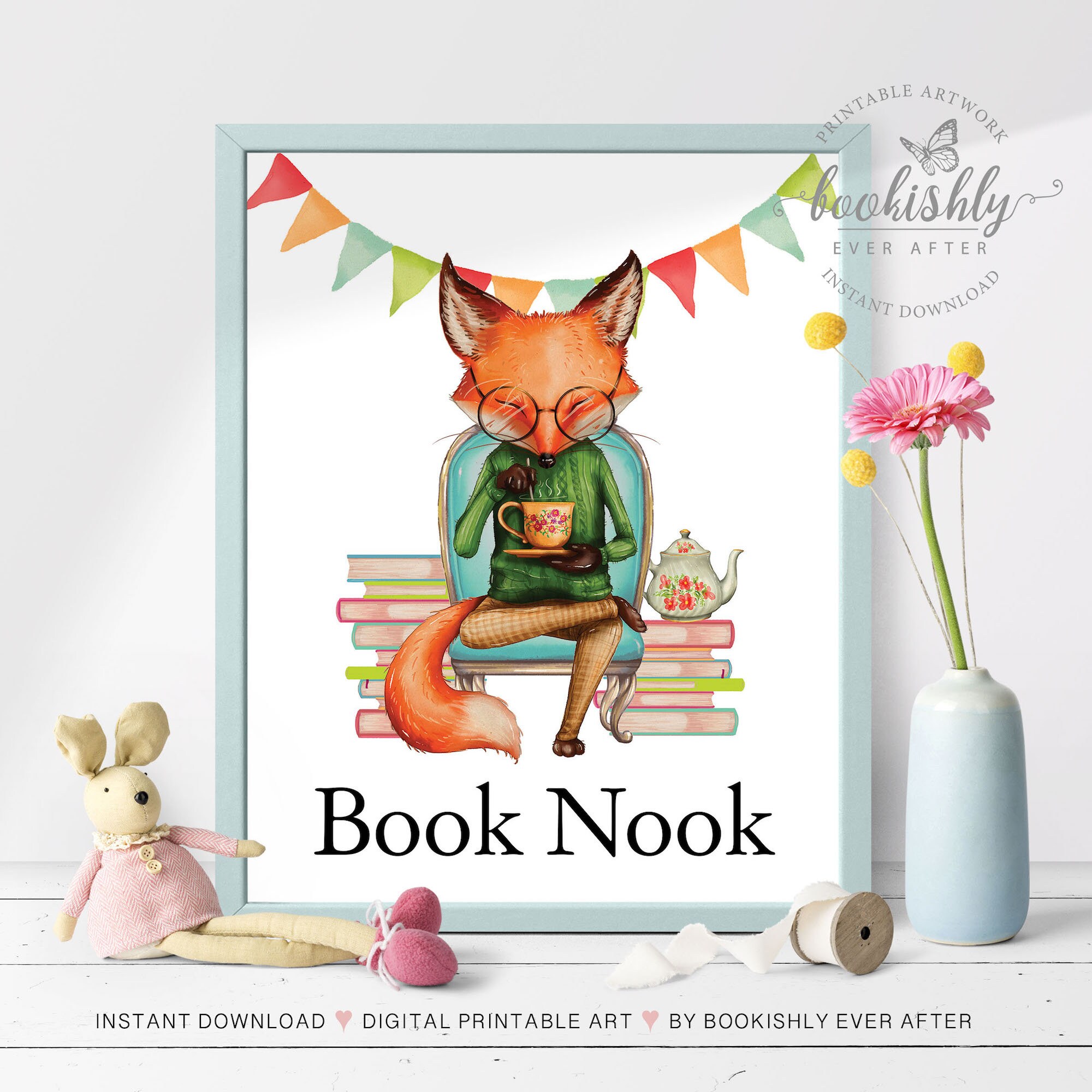 Book Nook Sign Printable Reading Nook Art Print Librarian | Etsy