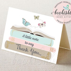 Book Lover Thank You Card PRINTABLE Writer Note Card - Etsy