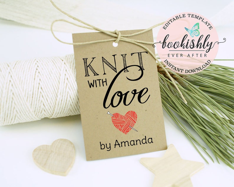 Knit With Love Tag Editable Template Printable Knitting | Etsy
