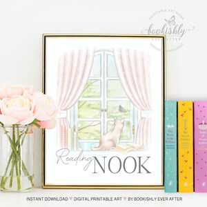 Reading Nook Sign Printable Book Nook Art Print Library - Etsy