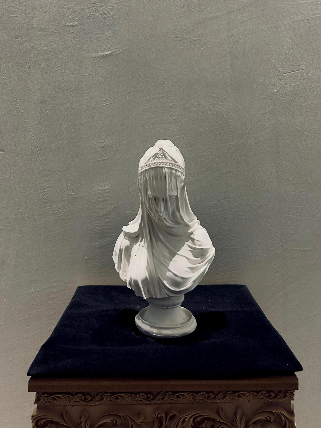 Handmade Veiled Virgin Bust Statue | Paintable Resin Sculpture (34x20 ...