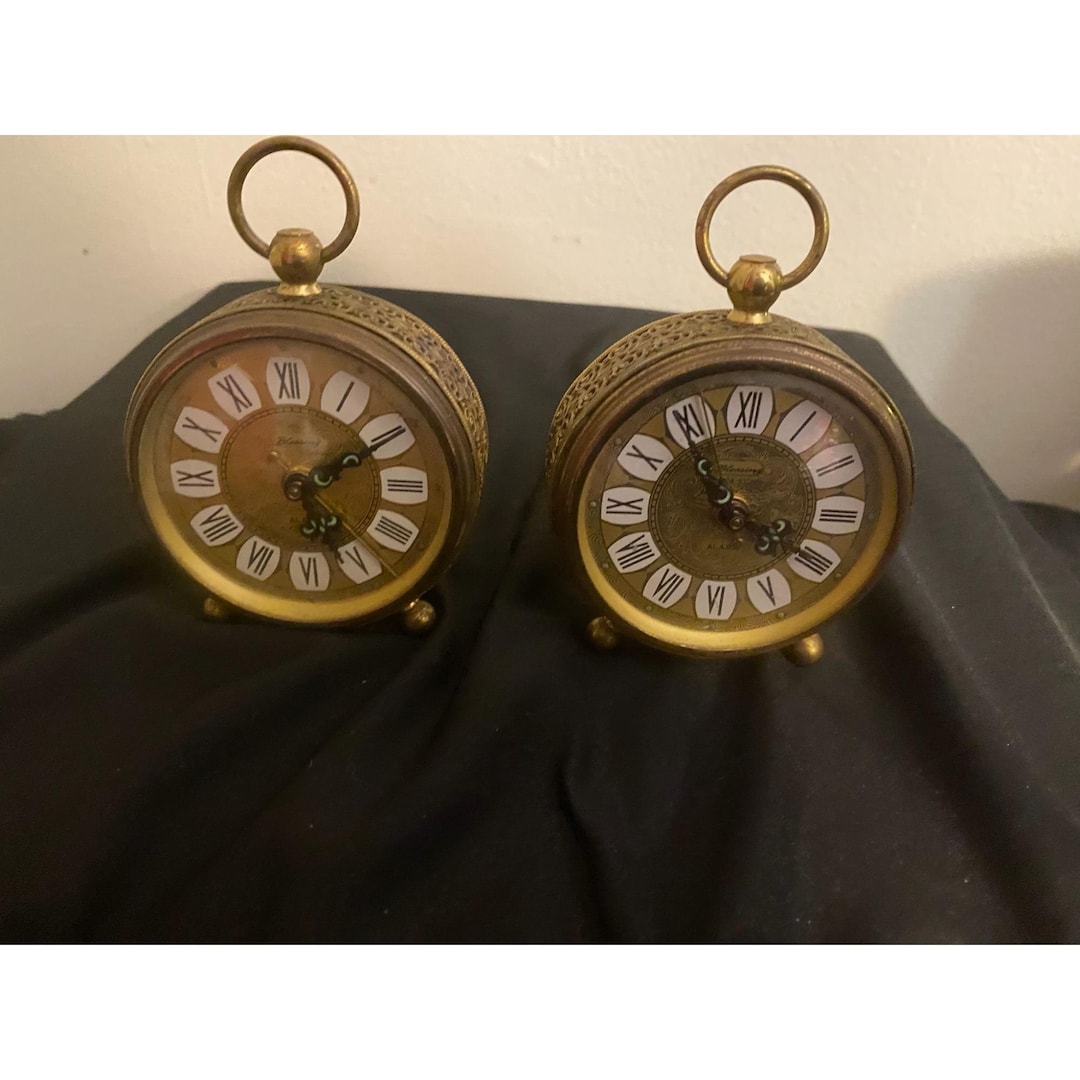 Vintage Blessing Brass Filigree Alarm Clock Pair, West Germany - Etsy