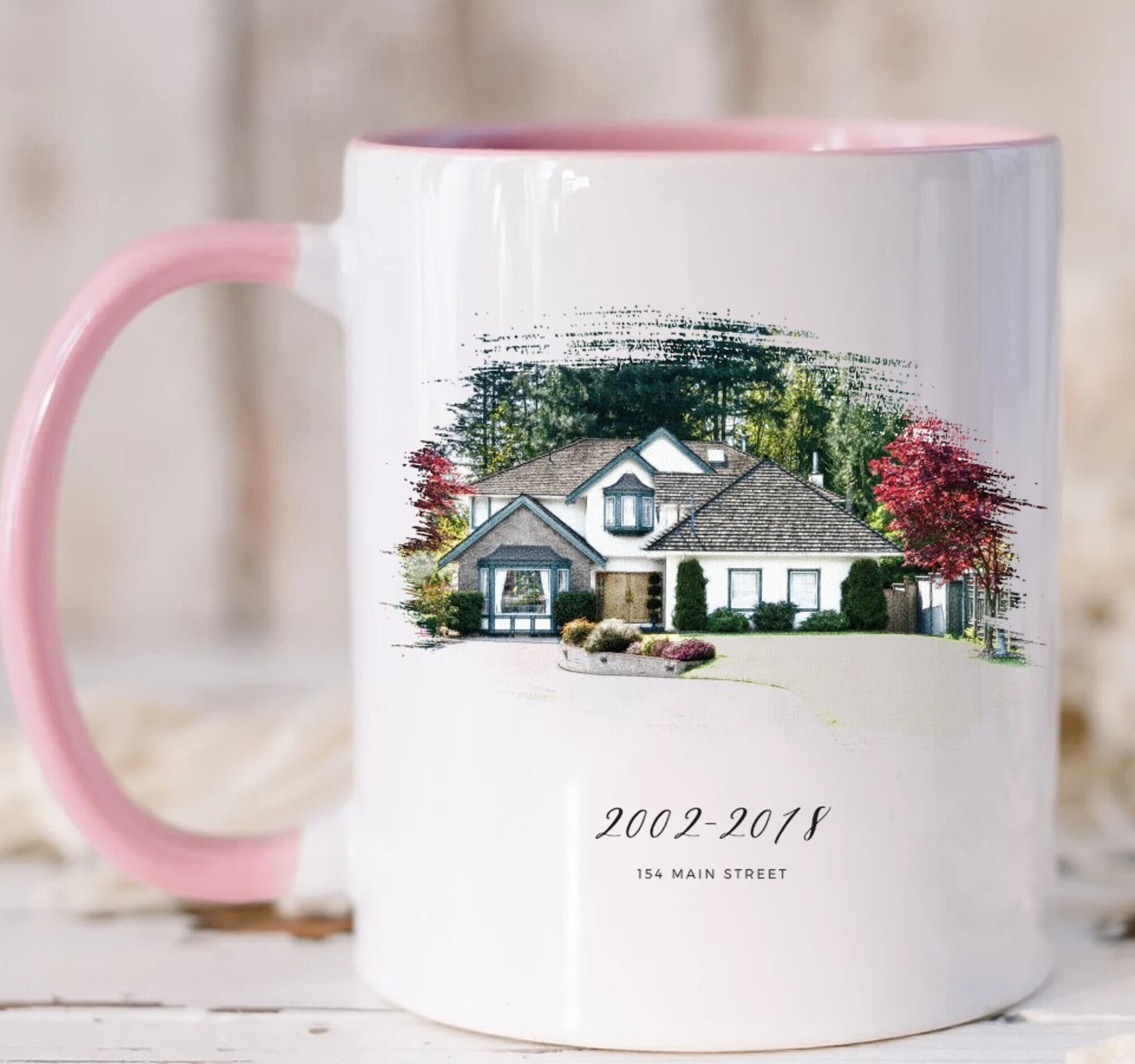 Personalized Housewarming Gift Portrait Print Mug, Custom Your House ...