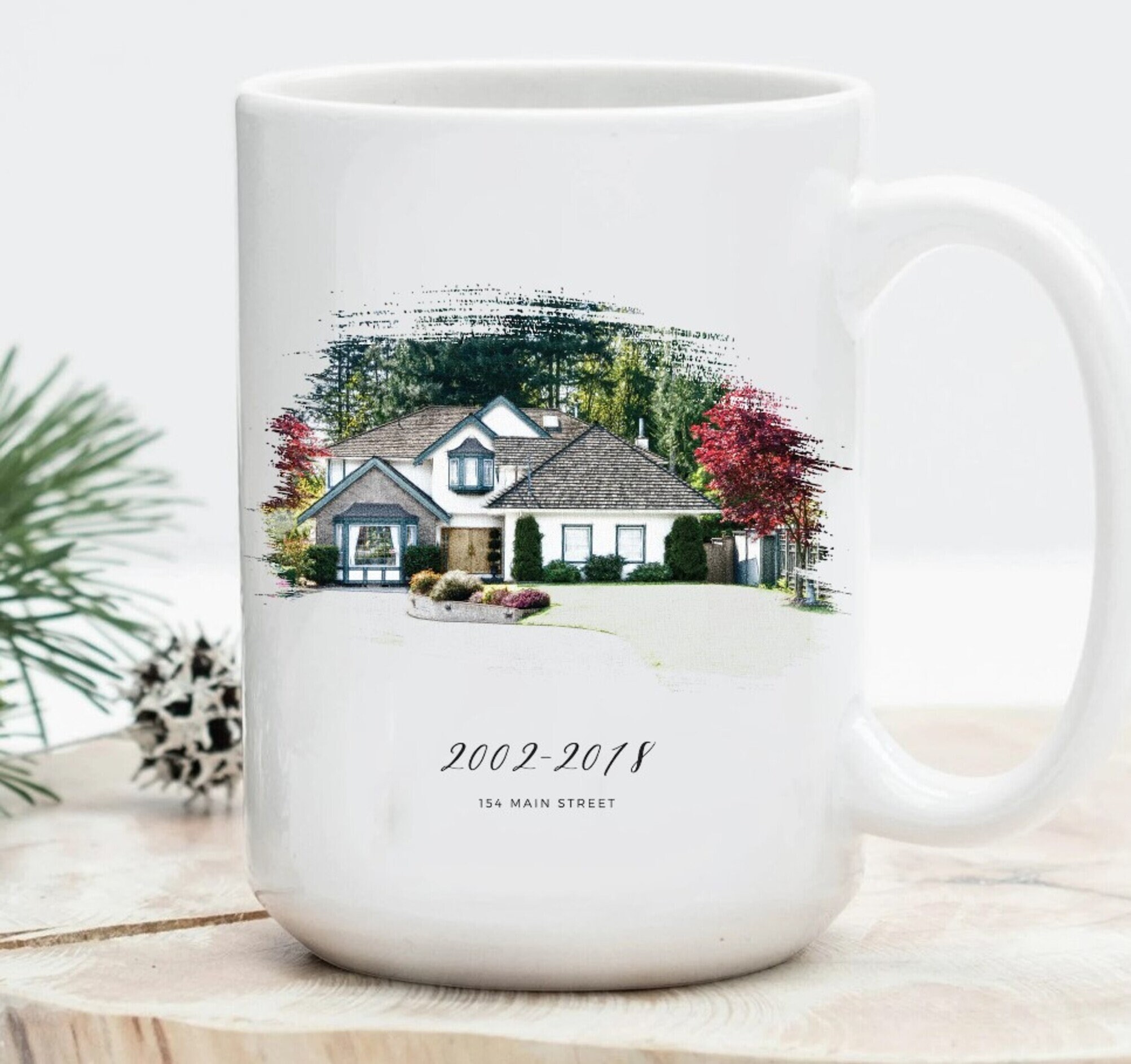 Personalized Housewarming Gift Portrait Print Mug, Custom Your House ...