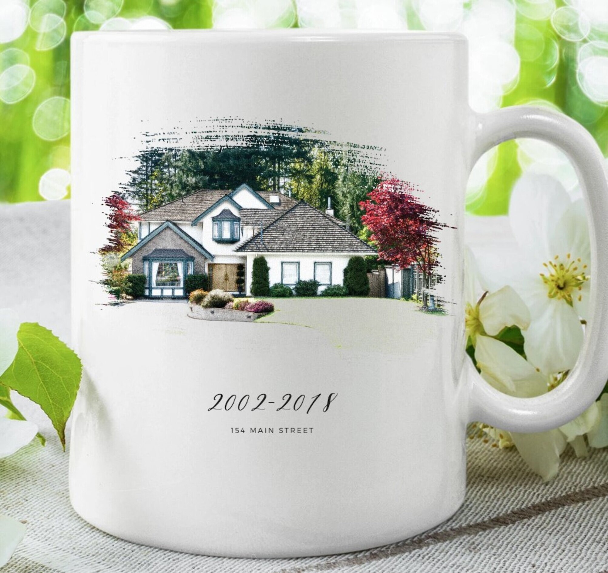 Personalized Housewarming Gift Portrait Print Mug, Custom Your House ...