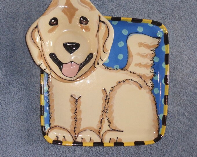 Golden Retriever Dog Pottery Whimsical Pottery Chip and Dip Serving ...