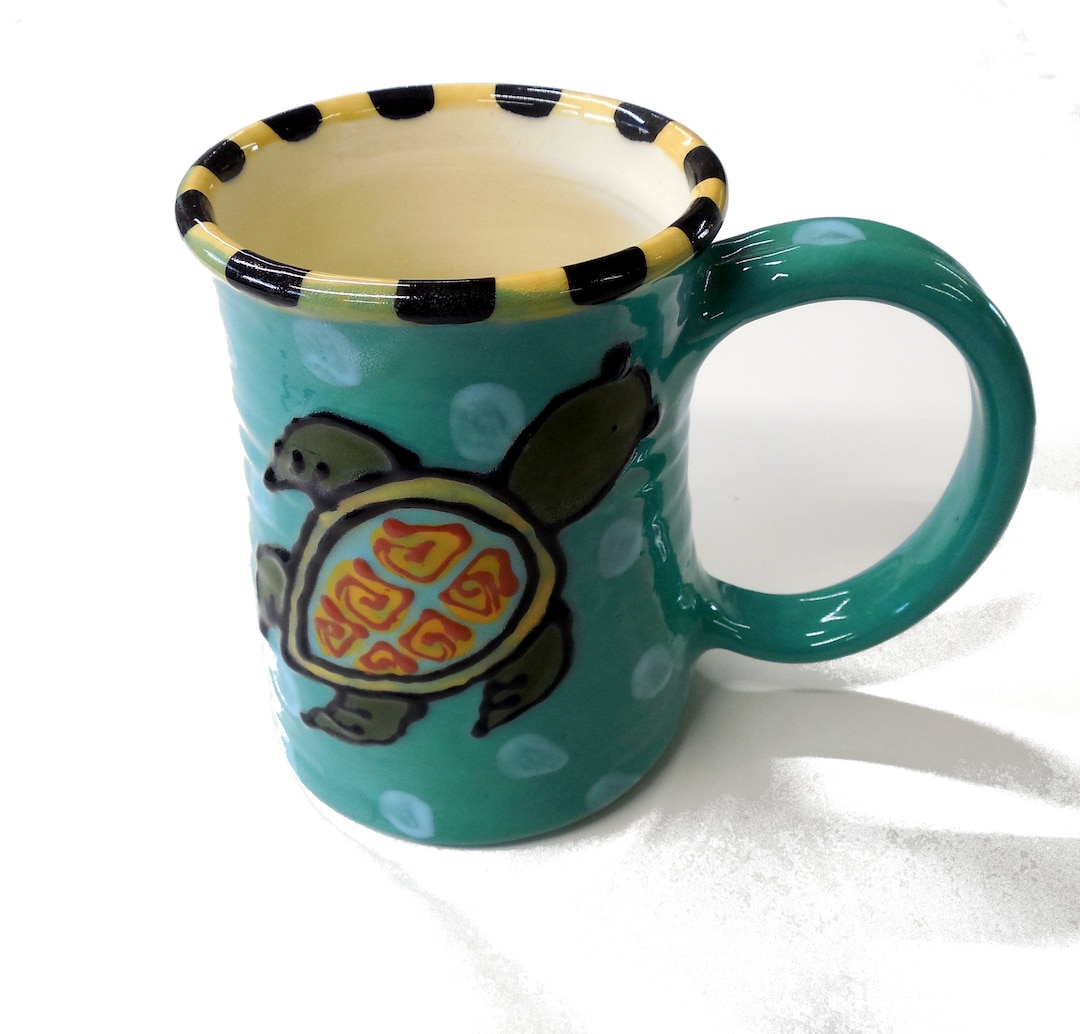 Whimsical Sea Turtle Pottery Mug - Etsy