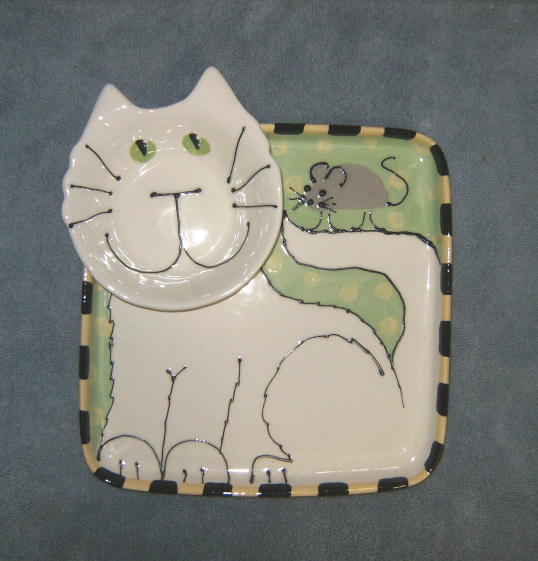 White Cat Chip and Dip Tray - Etsy