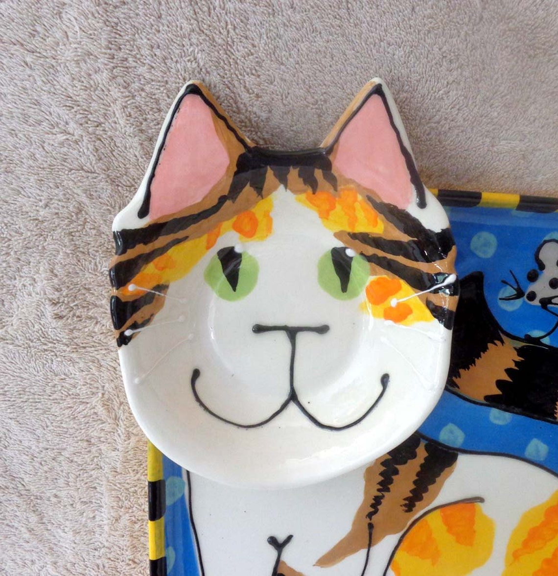 Calico Cat Pottery Ceramic Chip and Dip Tray-made to Order. - Etsy