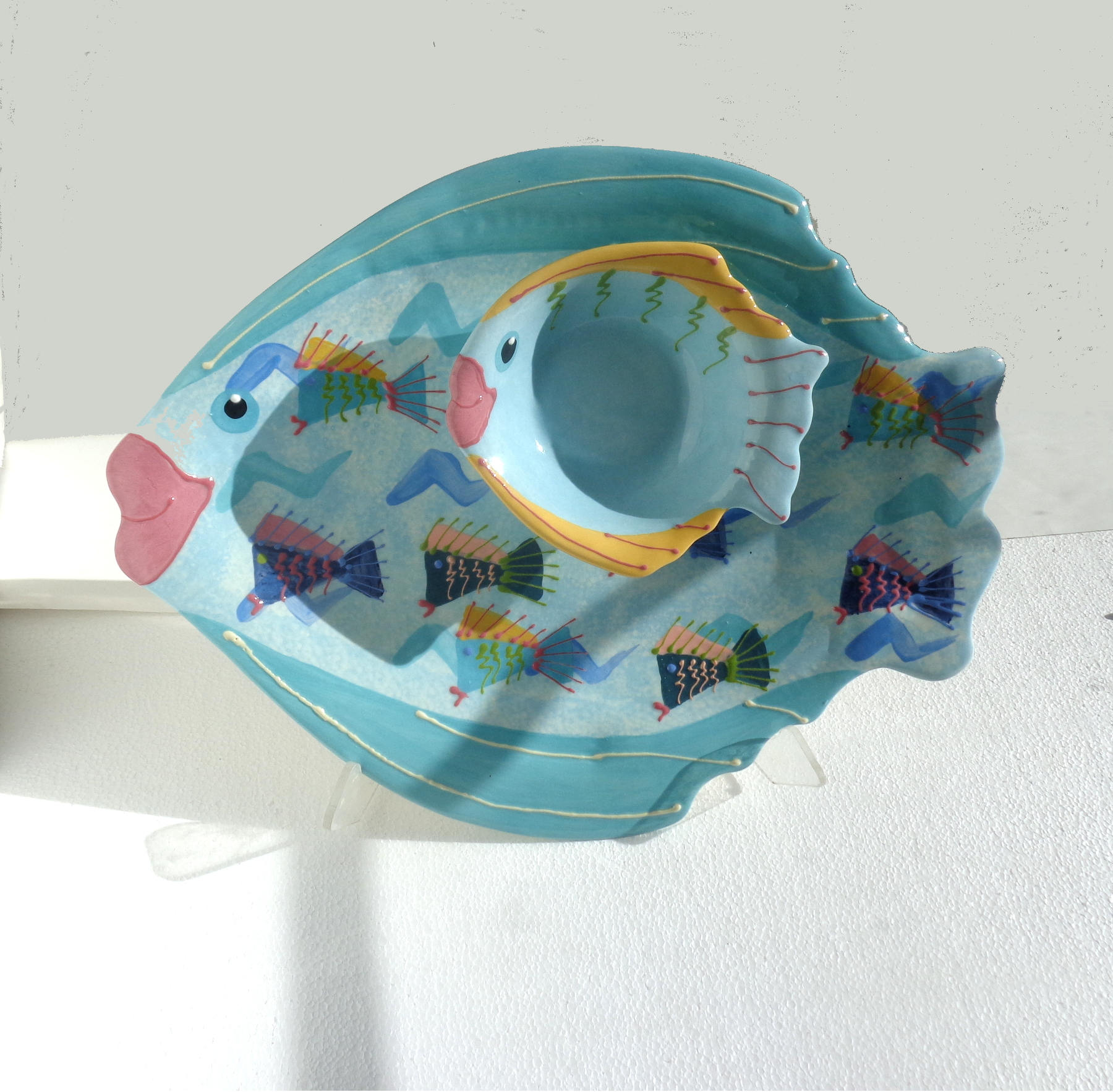 Large Fish Pottery Ceramic Chip and Dip Serving Tray - Etsy