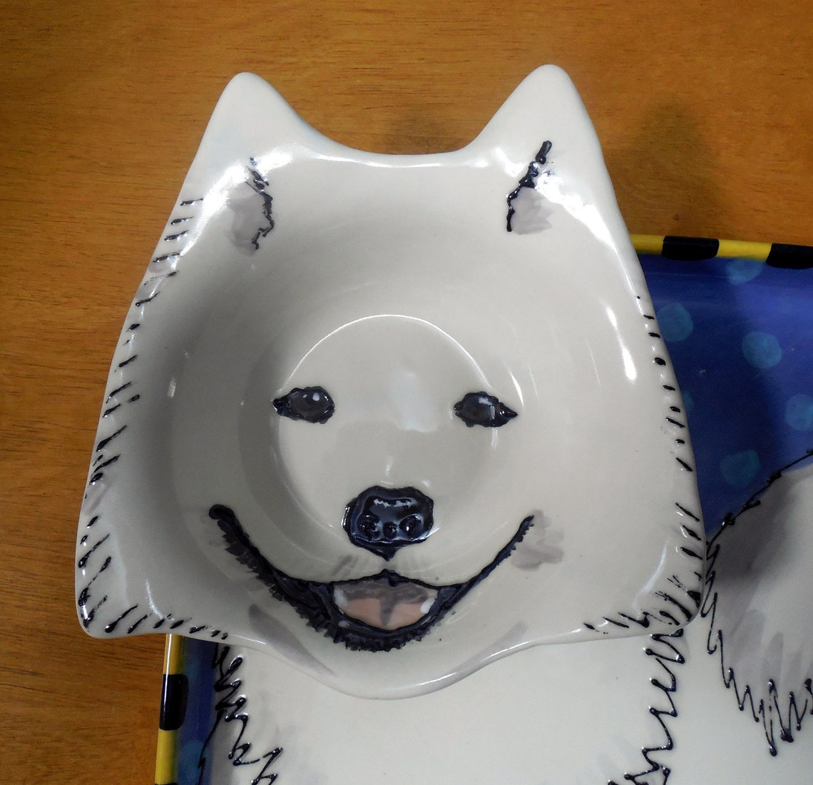Samoyed Dog Pottery Whimsical Pottery Chip and Dip Serving Tray-made to ...