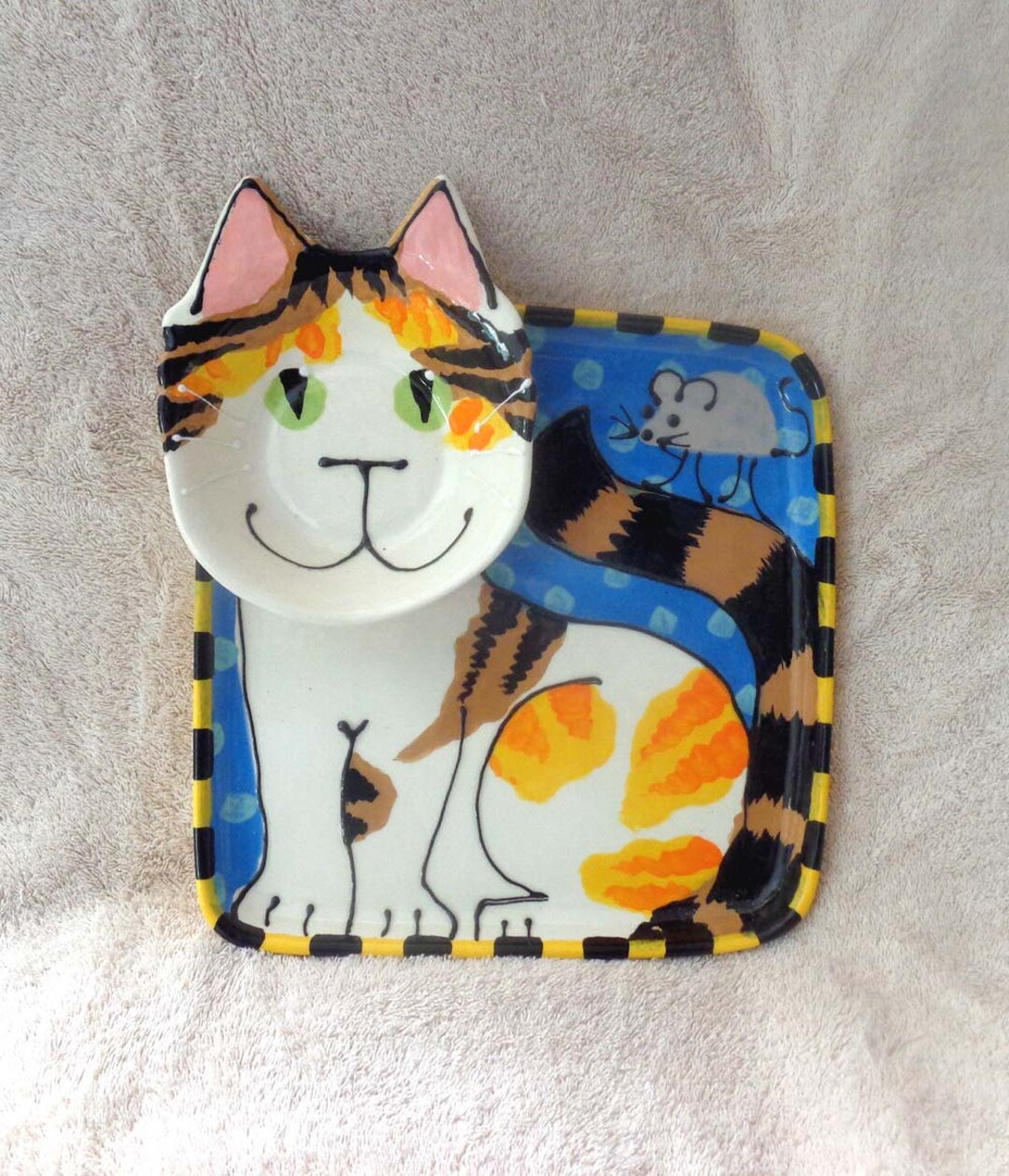 Calico Cat Pottery Ceramic Chip and Dip Tray-made to Order. - Etsy