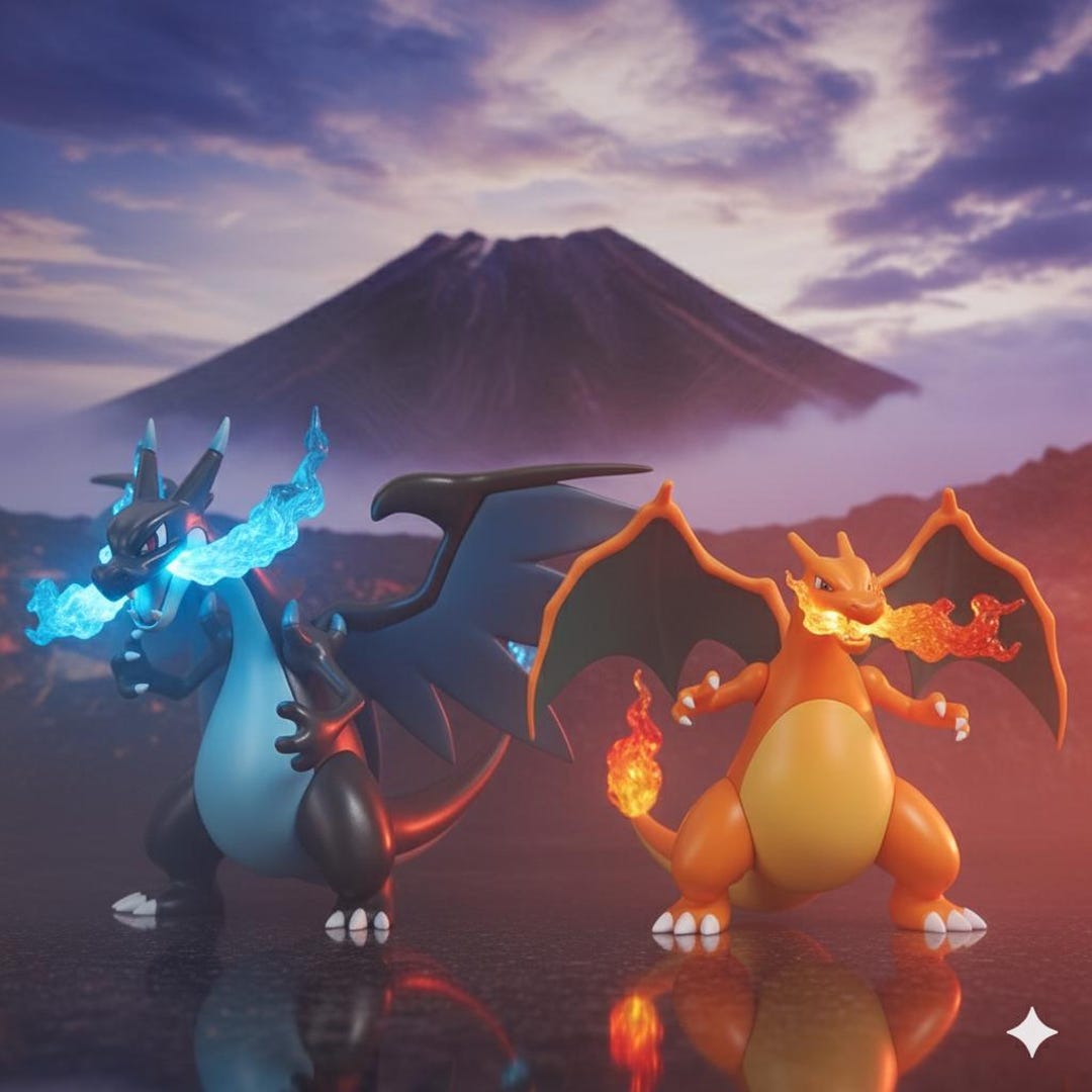 Pokemon Charizard Figure Set – Mega Charizard X & Charizard PVC Model ...