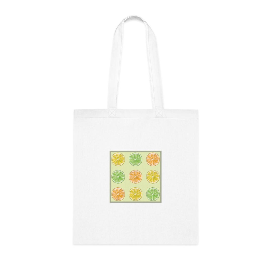 Citrus Print Cotton Tote Bag, Reusable Shopping Carryall - Etsy