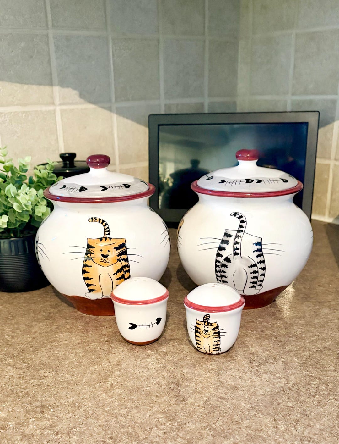 Cat Cookie Jars With S&P Shakers - Etsy