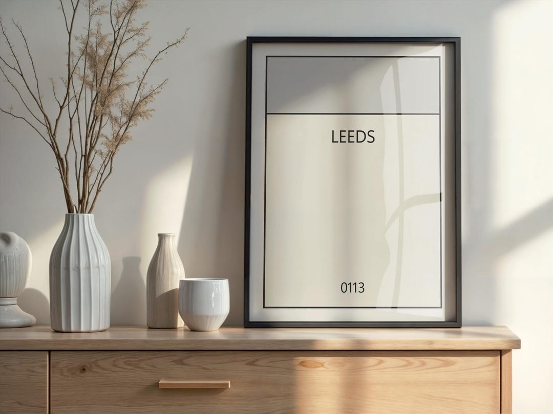 Leeds 0113 Grey Dial Code Wall Art | City Typography Digital Download ...