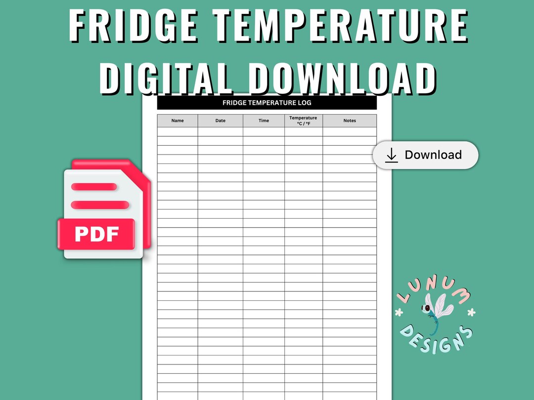 Fridge Temperature Logbook Printable PDF – Refrigerator Temperature Log ...