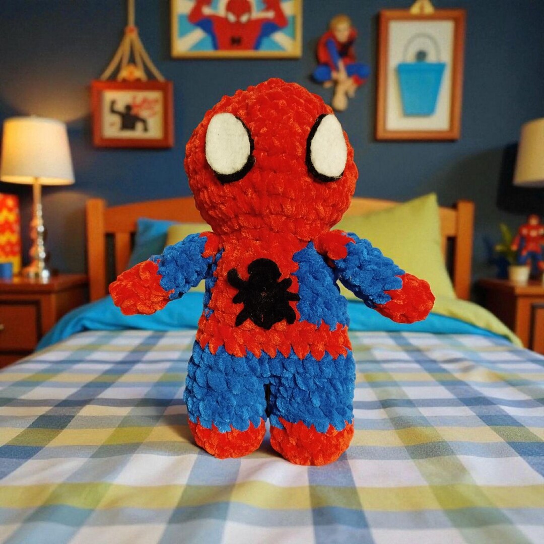 Amigurumi Spider-man Crocheted Chenille Wool - Etsy