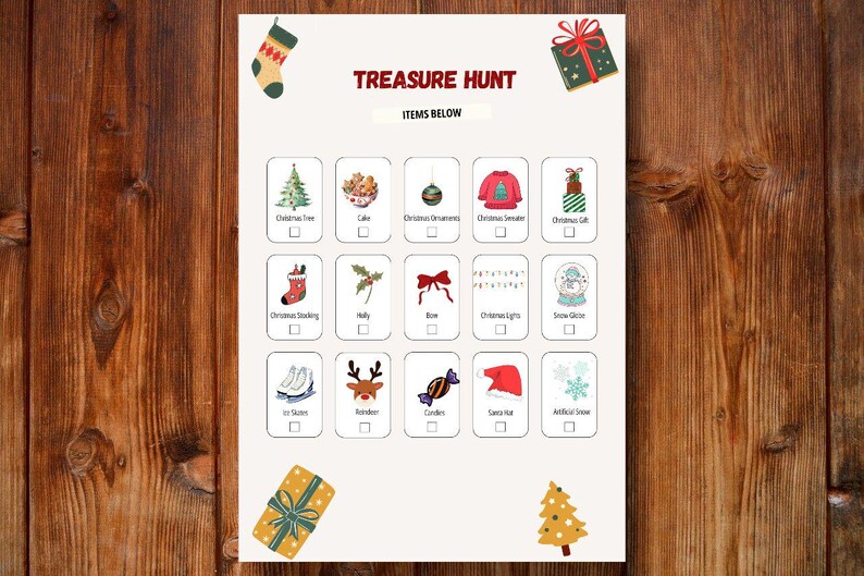 Christmas Treasure Hunt | Printable Scavenger Hunt for Kids | Chasse ...