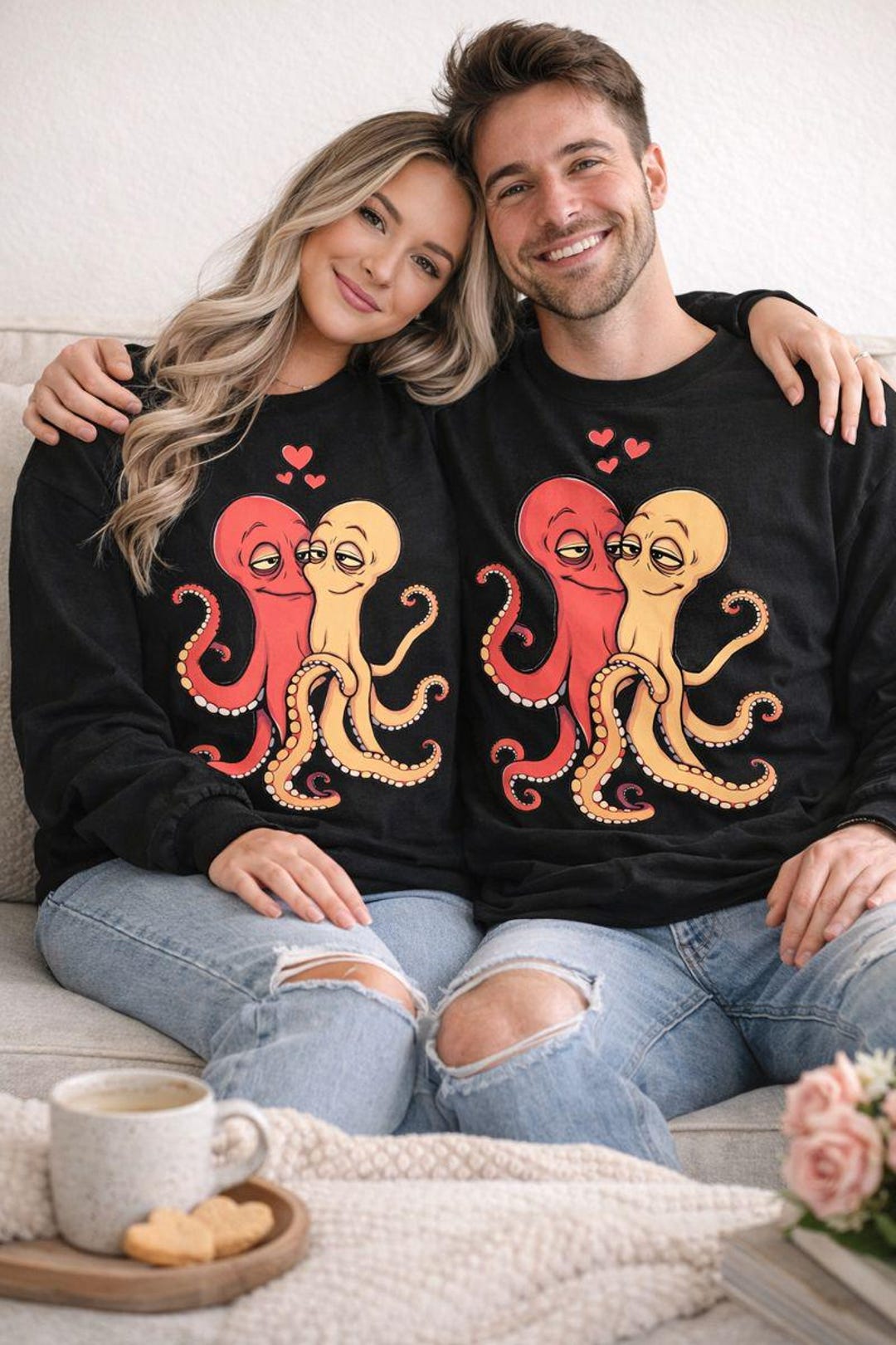 Octopus Love PNG, Cute Couple Octopus, Valentine Sublimation, Funny Sea ...