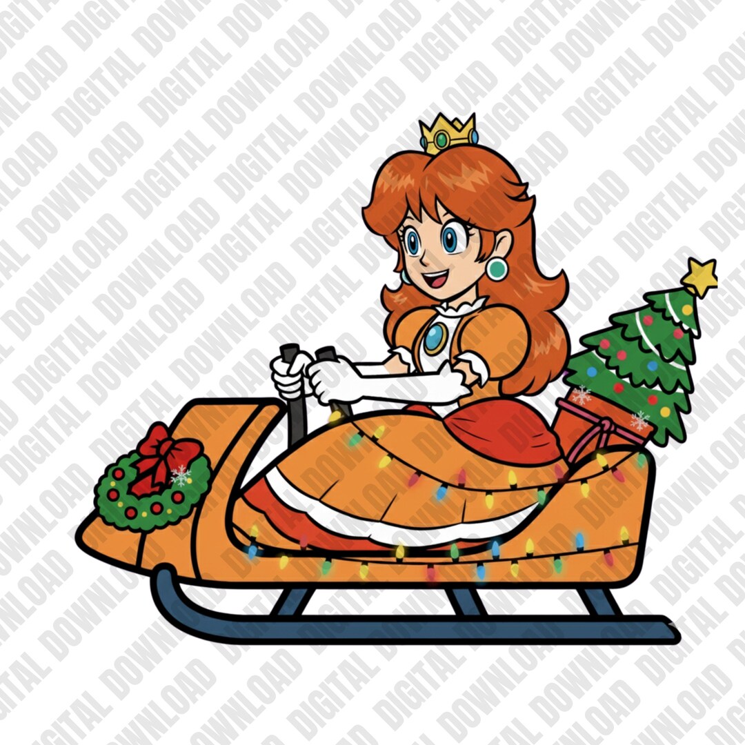 Princess Daisy Christmas PNG, Super Mario Kart Christmas PNG SVG, Cute ...