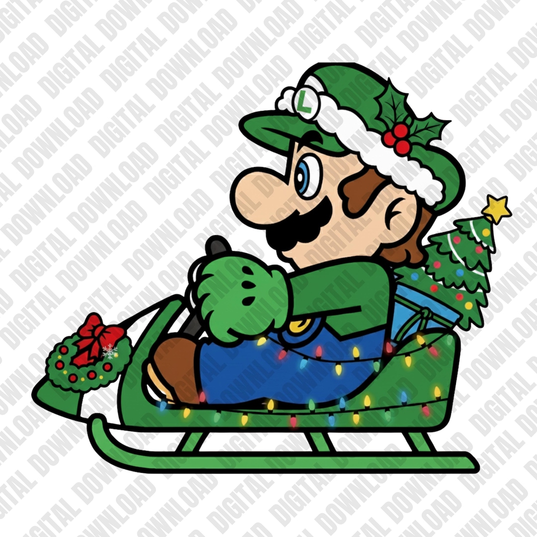 Luigi Christmas PNG, Super Mario Kart Christmas PNG SVG, Cute Mario ...
