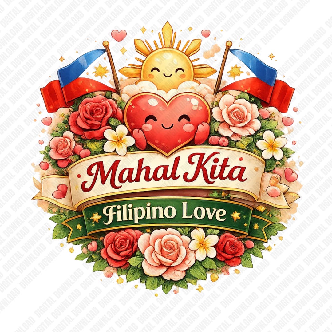Mahal Kita Filipino Love Illustration, Tagalog Valentine Heart Art ...