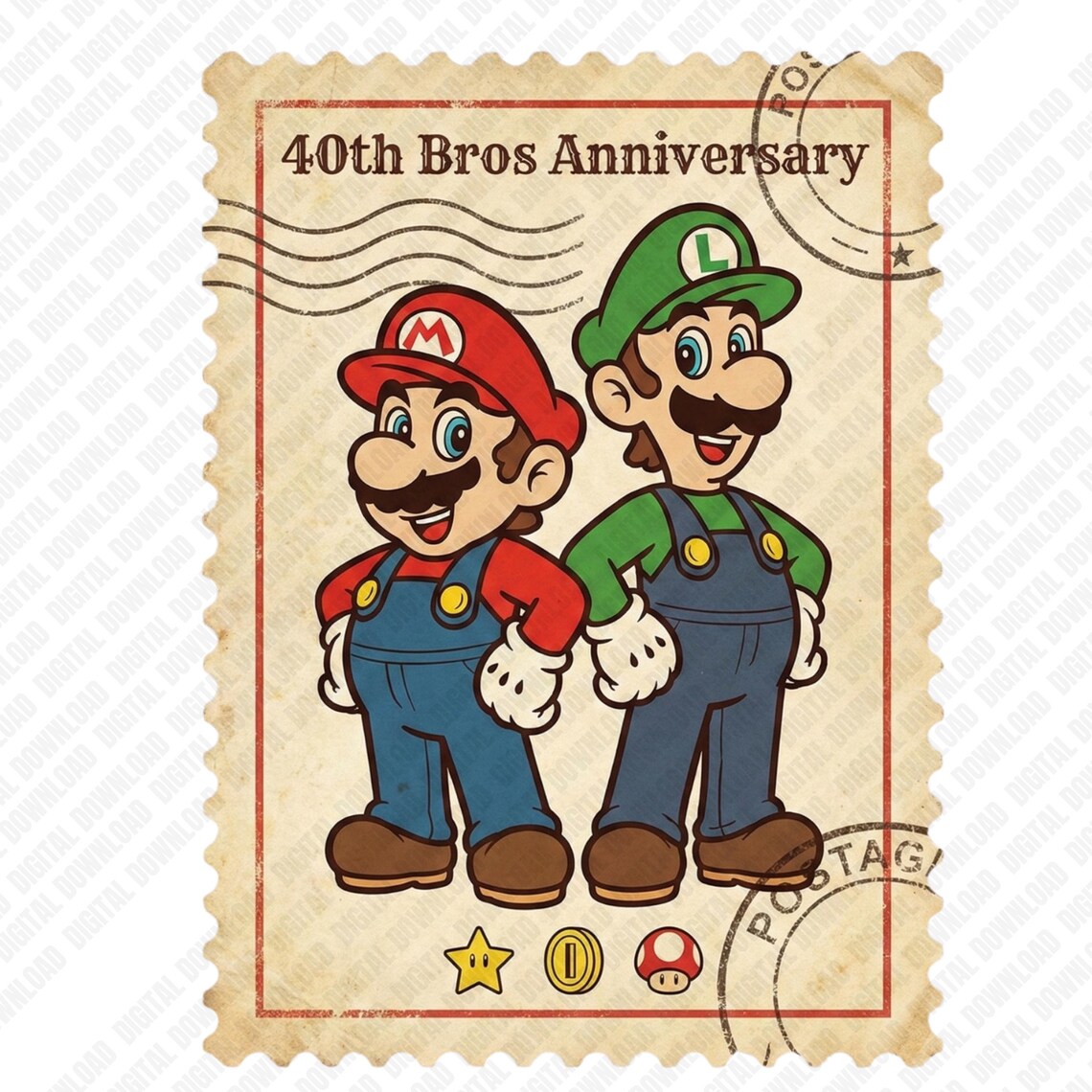 Super Mario Postage Stamp PNG, 40th Anniversary Retro Art, High Res ...