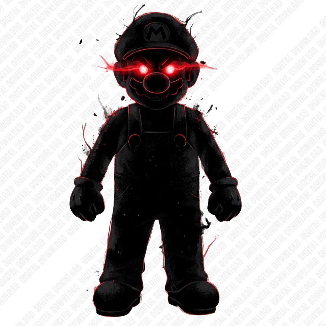 Evil Mario PNG, Dark Horror Mario Character Art, Red Glowing Eyes ...
