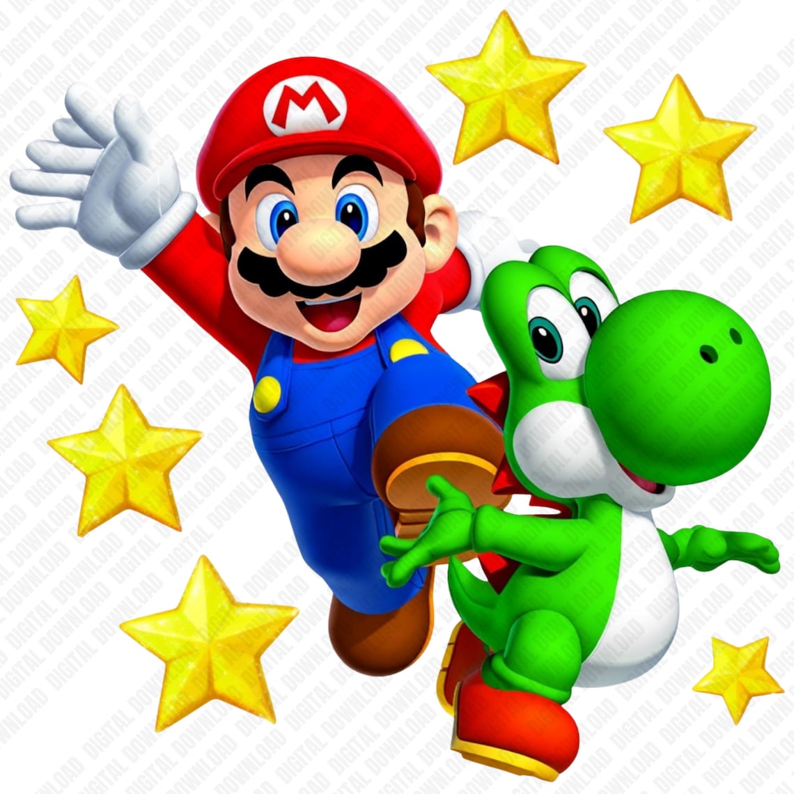Super Mario Yoshi Star PNG, Cute Hero Friends Jumping Art, High Res ...